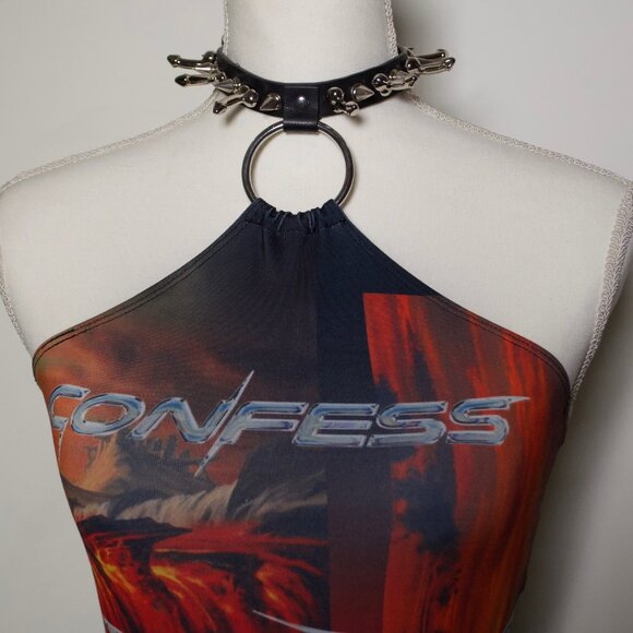 Namilia | Tops | Namilia Confess Stretchy Y2k Crop With Spiked Metal ...